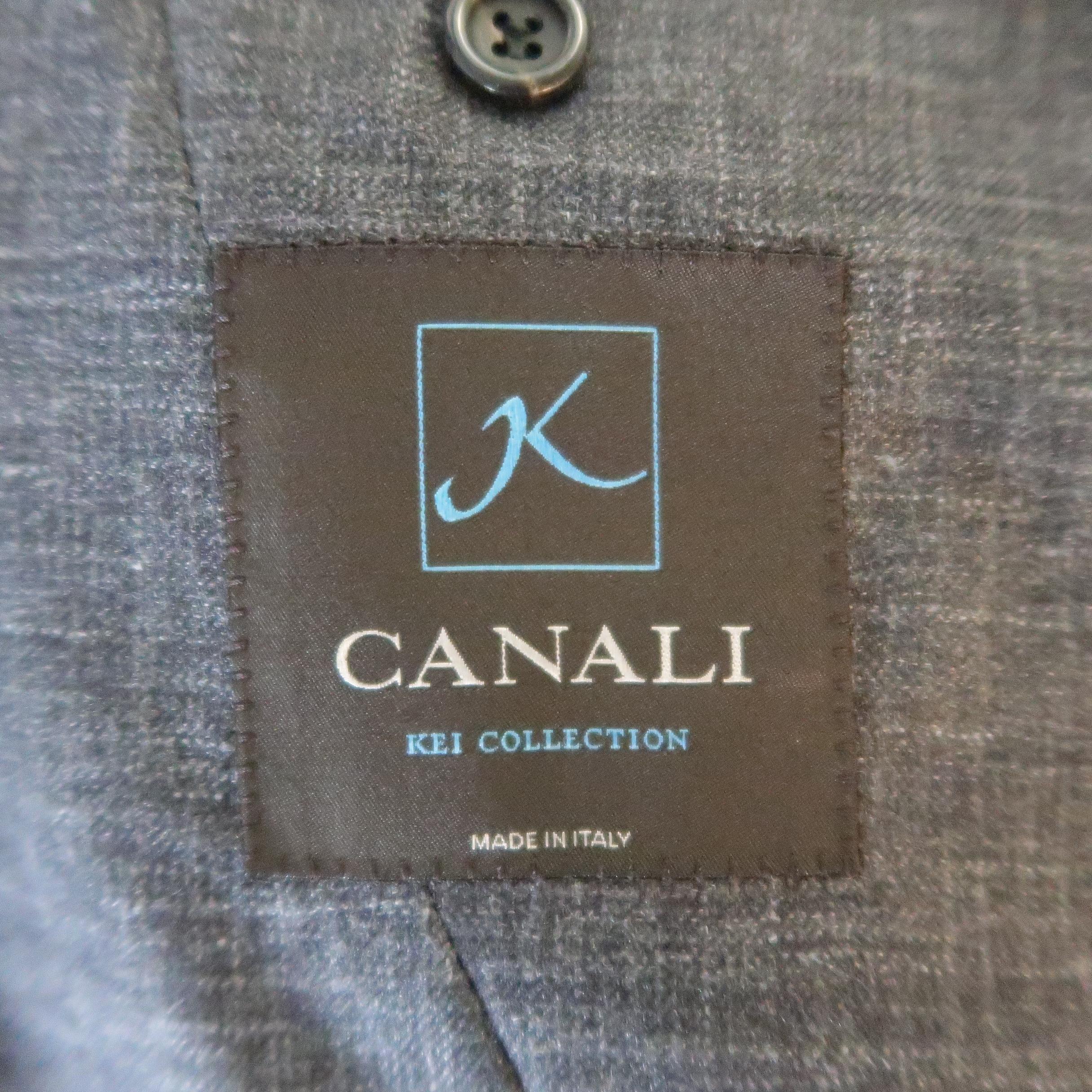 CANALI 42 Regular Gray Heather Wool / Silk / Linen Notch Lapel Sport ...
