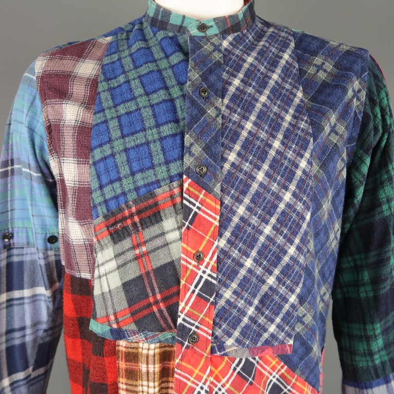 Rebuild by Needles Multi-Color Patchwork Plaid Cotton Flannel Shirt at ...