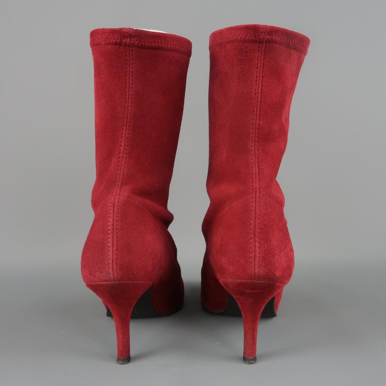 STUART WEITZMAN Size 6 Burgundy Suede The Rapture Ankle Boots at ...