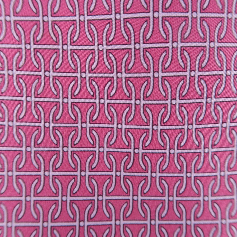 HERMES Tie - Raspberry Purple Interlock H Pattern Silk Neck Tie at ...