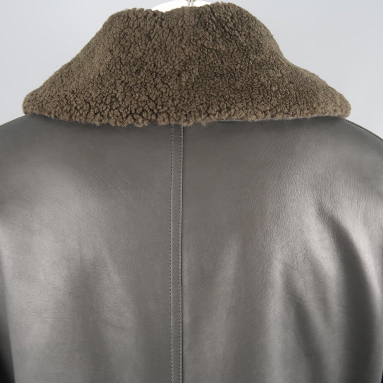 GIORGIO ARMANI Coat - US 40 Black Brown And Olive Shearling Jacket at ...