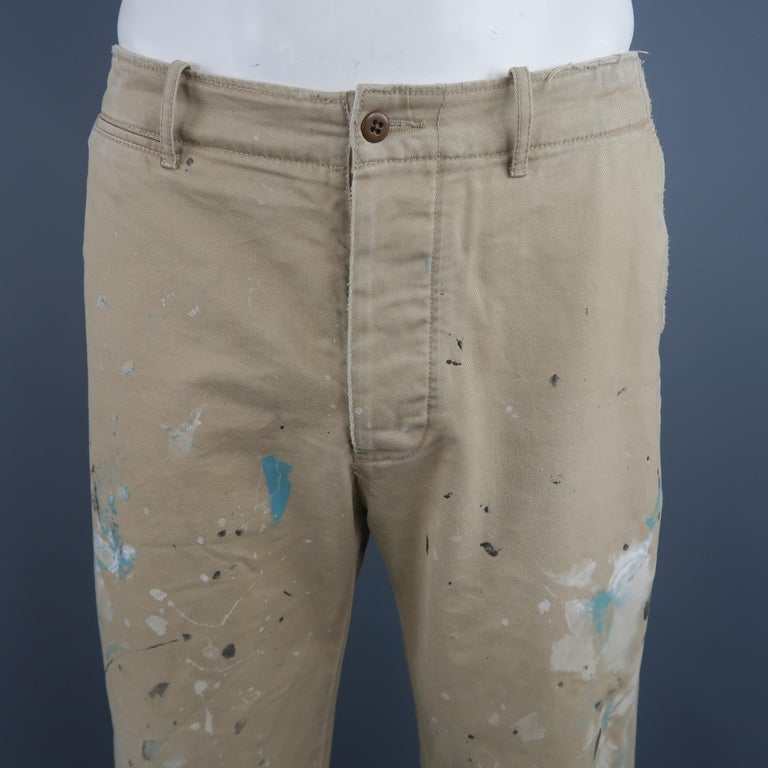 Ralph Lauren Khaki Paint Splattered Cotton Casual Chino Pants at 1stDibs | paint splatter chinos ...