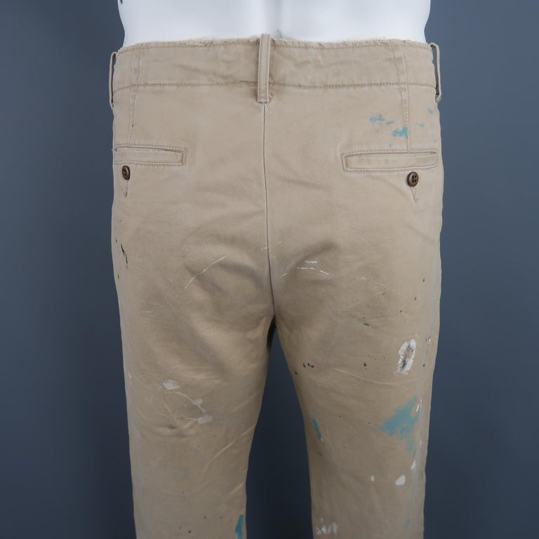 Ralph Lauren Khaki Paint Splattered Cotton Casual Chino Pants at 1stDibs | paint splatter chinos ...