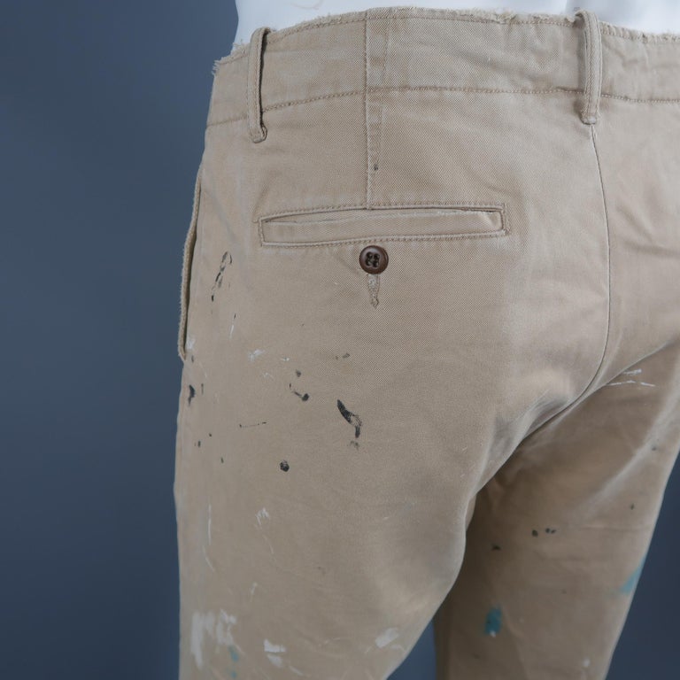 Ralph Lauren Khaki Paint Splattered Cotton Casual Chino Pants at 1stDibs | paint splatter chinos ...
