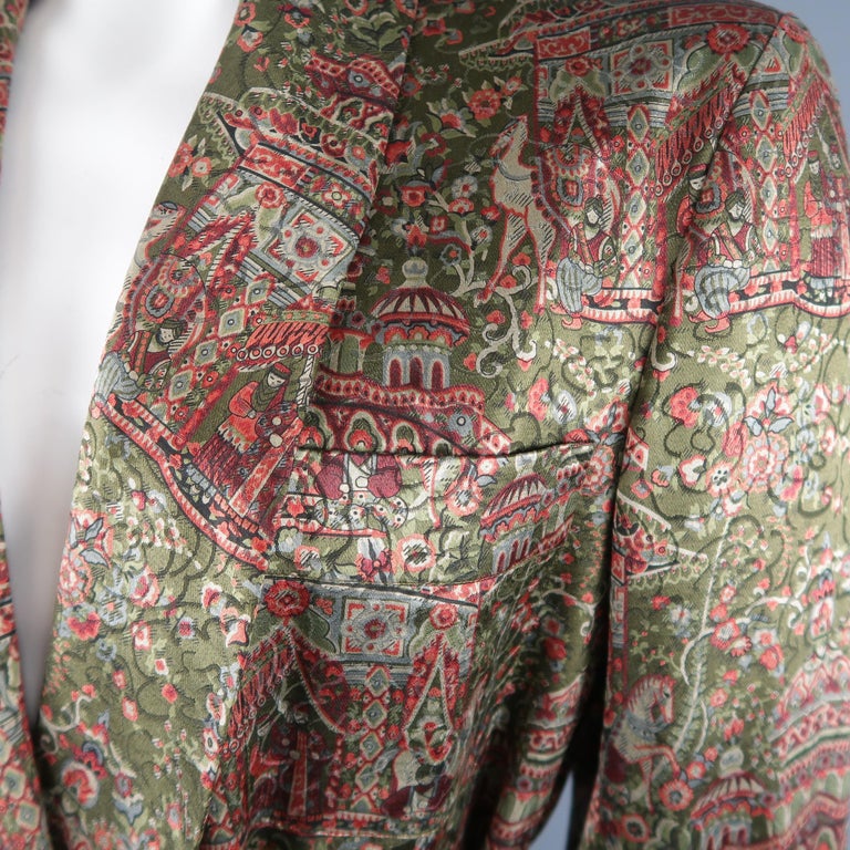 Hermes Vintage Olive and Burgundy Persian Print Wool / Silk Robe at ...