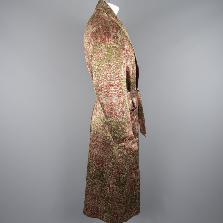 Hermes Vintage Olive and Burgundy Persian Print Wool / Silk Robe at ...