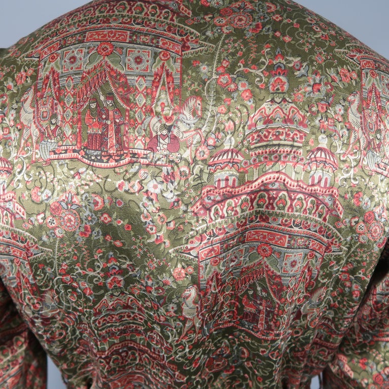 Hermes Vintage Olive and Burgundy Persian Print Wool / Silk Robe at ...