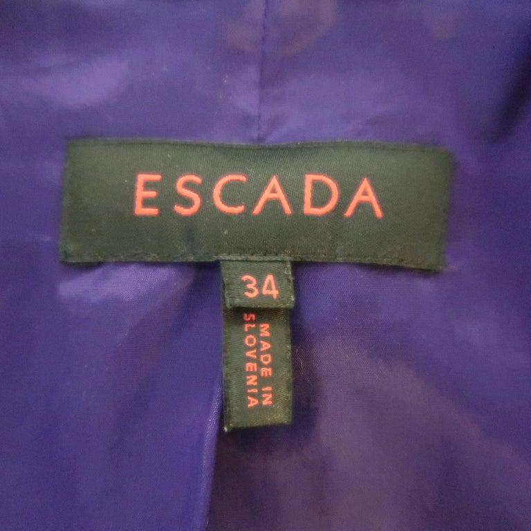 Escada Jacket - US 4 / DE 34 Purple Cropped Pointed Lapel Belted For ...