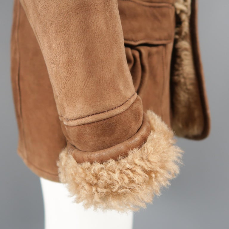 Gucci Brown Sueded Fur Lined Shearling Jacket For Sale at 1stDibs ...