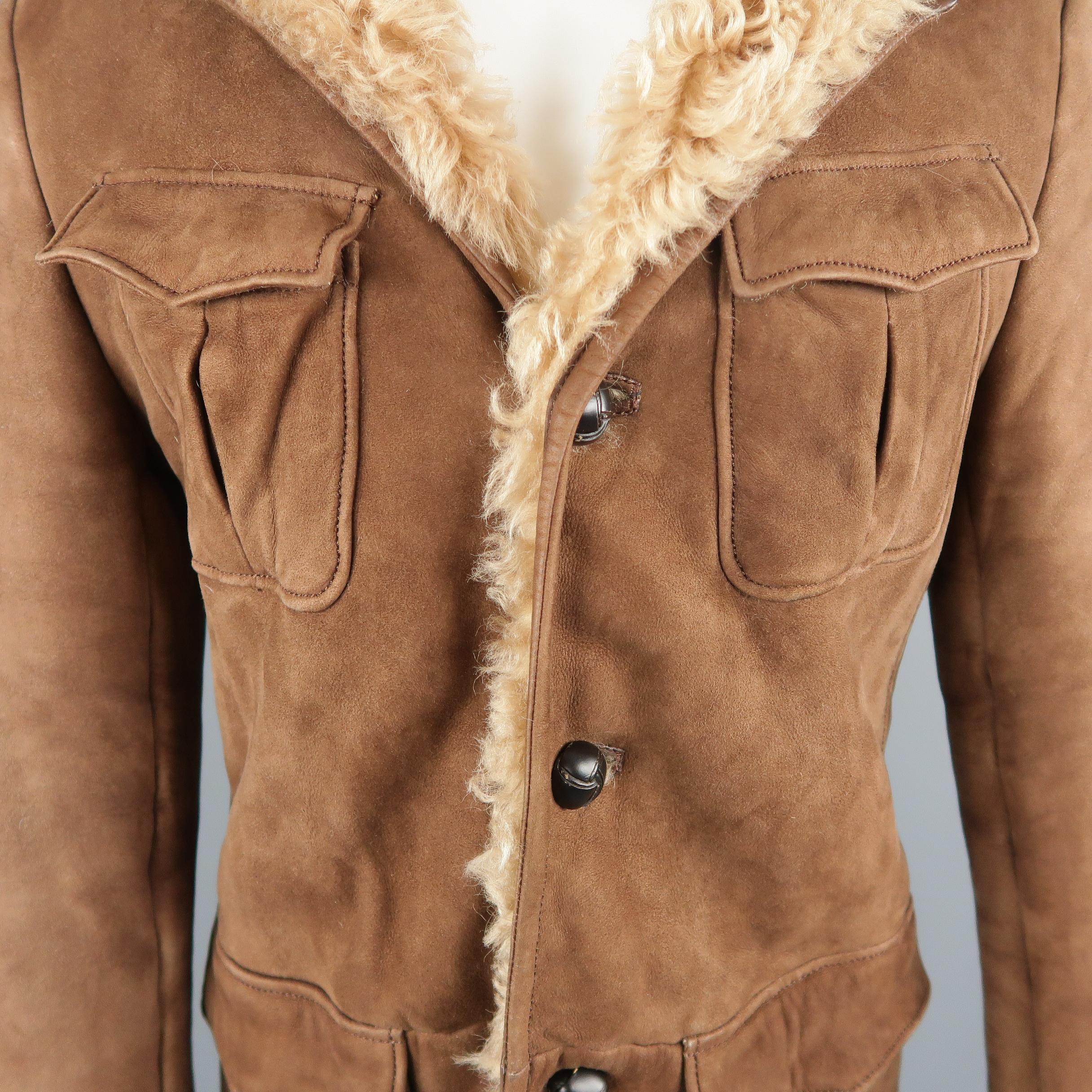 Gucci Brown Sueded Fur Lined Shearling Jacket For Sale at 1stDibs ...
