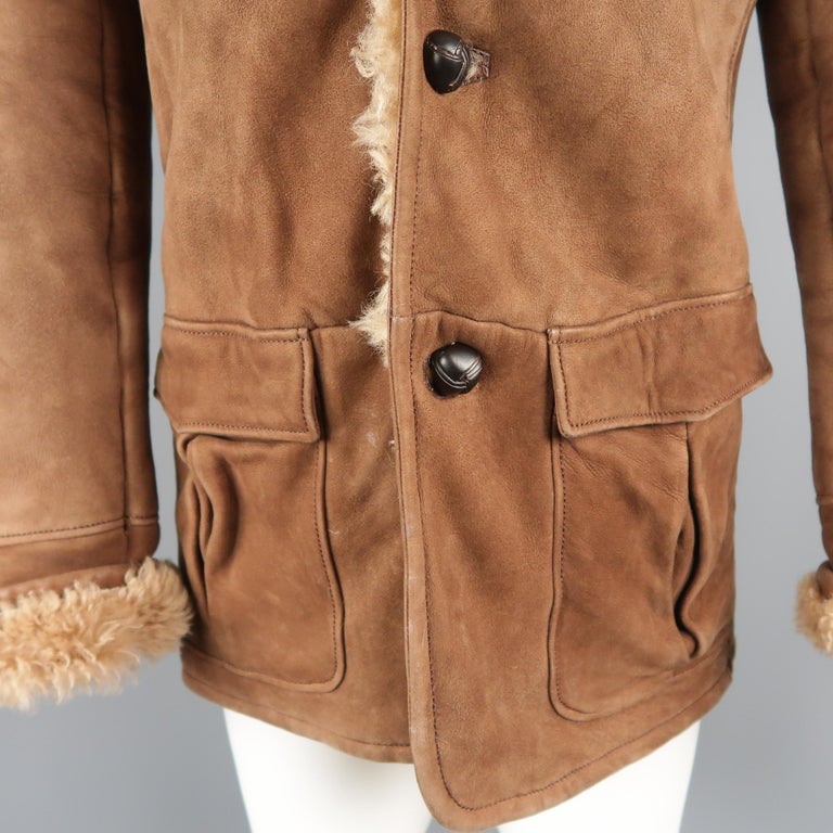 Gucci Brown Sueded Fur Lined Shearling Jacket For Sale at 1stDibs ...