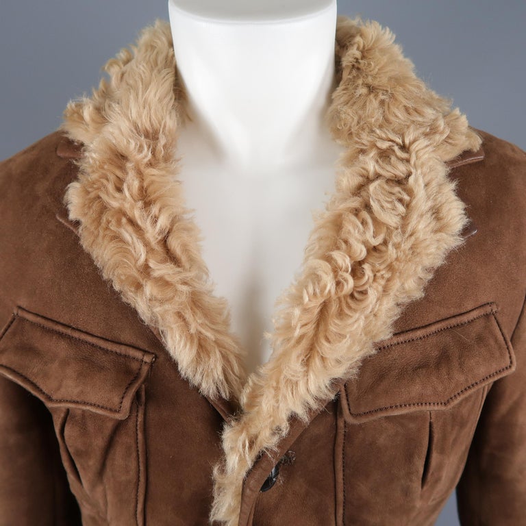 Gucci Brown Sueded Fur Lined Shearling Jacket For Sale at 1stDibs ...