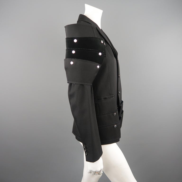 COMME des GARCONS Size M Unisex Black Wool Snap Armor "Man" Blazer Jacket For Sale at 1stDibs
