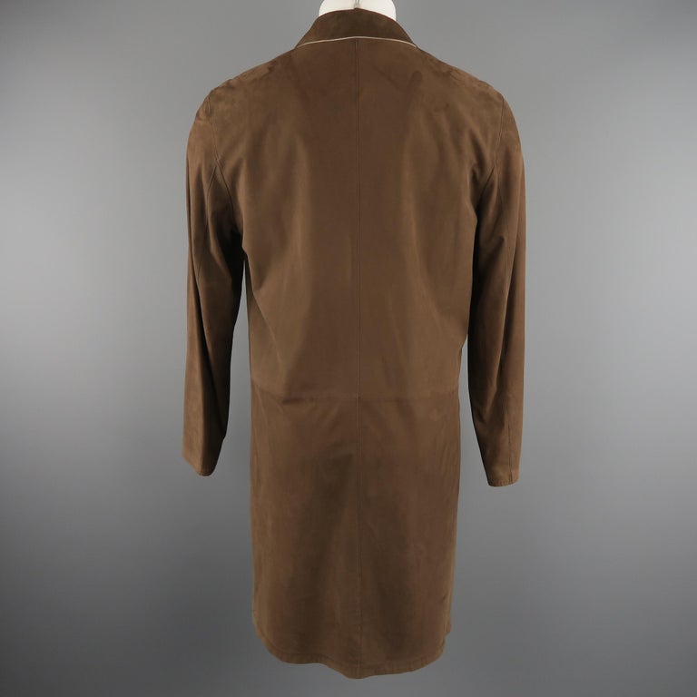 KITON 40 Brown Solid Suede Reversible Coat at 1stdibs