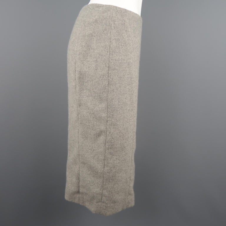 NARCISO RODRIGUEZ Size 6 Heather Grey Virgin Wool / Angora Tweed Skirt ...