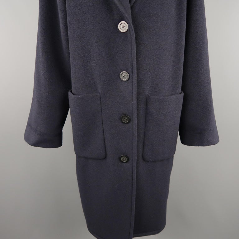 TSE Size M Navy Cashmere Single Breasted Notch Lapel Patch Pocket Coat ...
