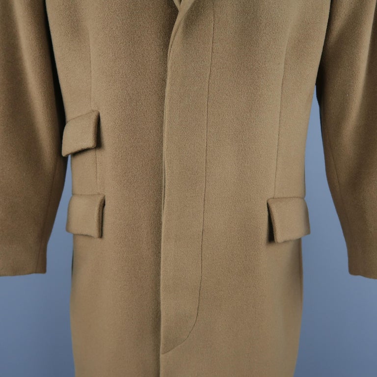 GIANNI VERSACE M Olive Green Wool Suede Notch Lapel Hidden Placket Coat ...