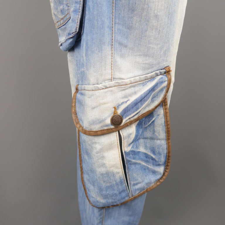 DSQUARED2 Size 34 Blue Washed Denim Single Strap Overalls at 1stDibs