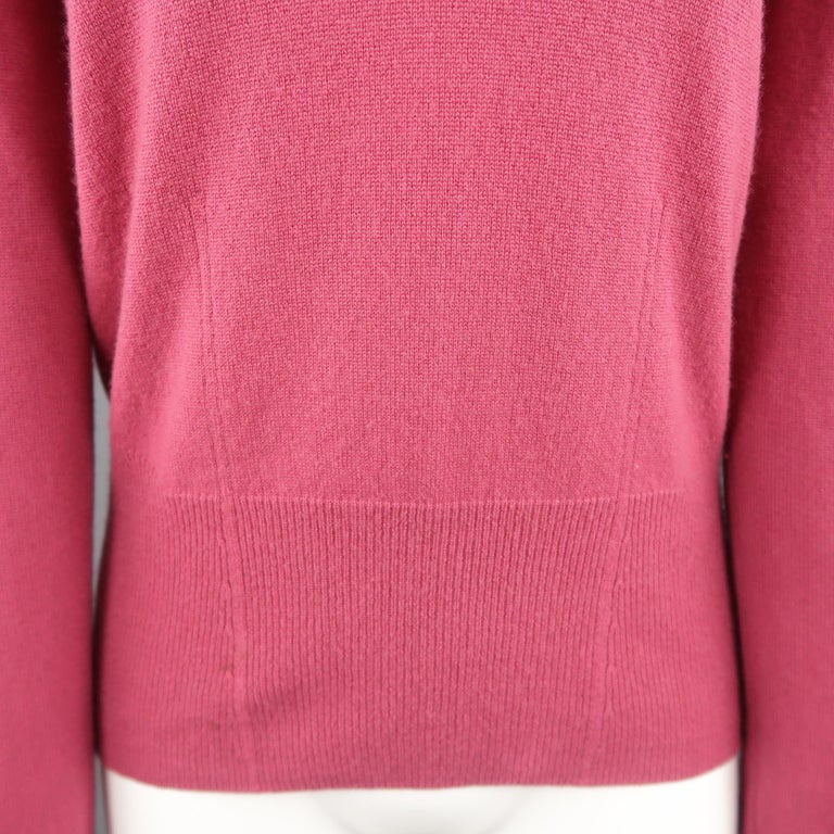 JIL SANDER Size 6 Raspberry Pink Cashmere V Neck Sweater at 1stDibs ...