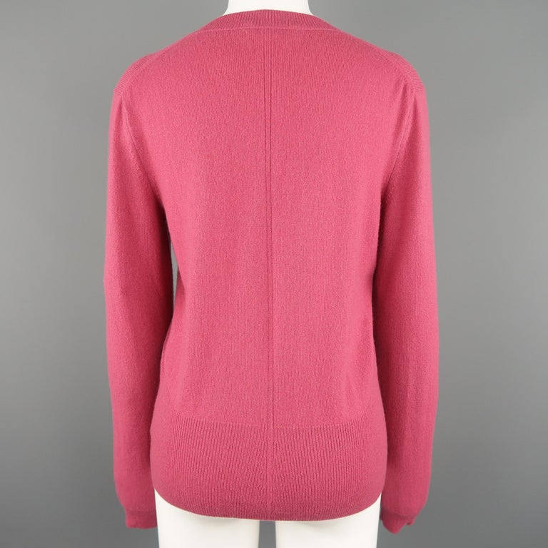 JIL SANDER Size 6 Raspberry Pink Cashmere V Neck Sweater at 1stDibs ...