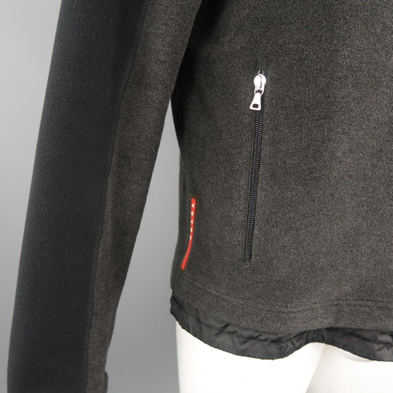 PRADA XL Black and Charcoal Two Toned Fleece Jacket at 1stDibs | two ...