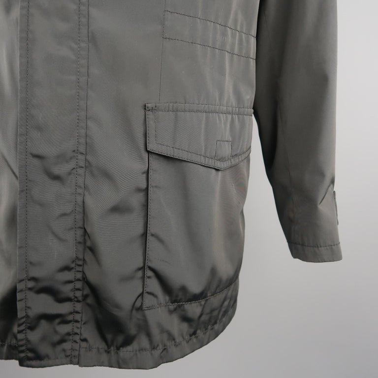 ARMANI COLLEZIONI 40 Black Solid Polyester Hooded Jacket For Sale at ...