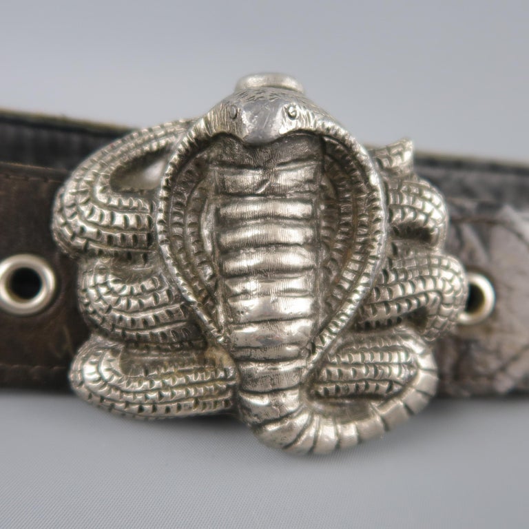 Vintage INSTYLE 1979 Size 32 Black Studded Leather Cobra Buckle Belt at ...