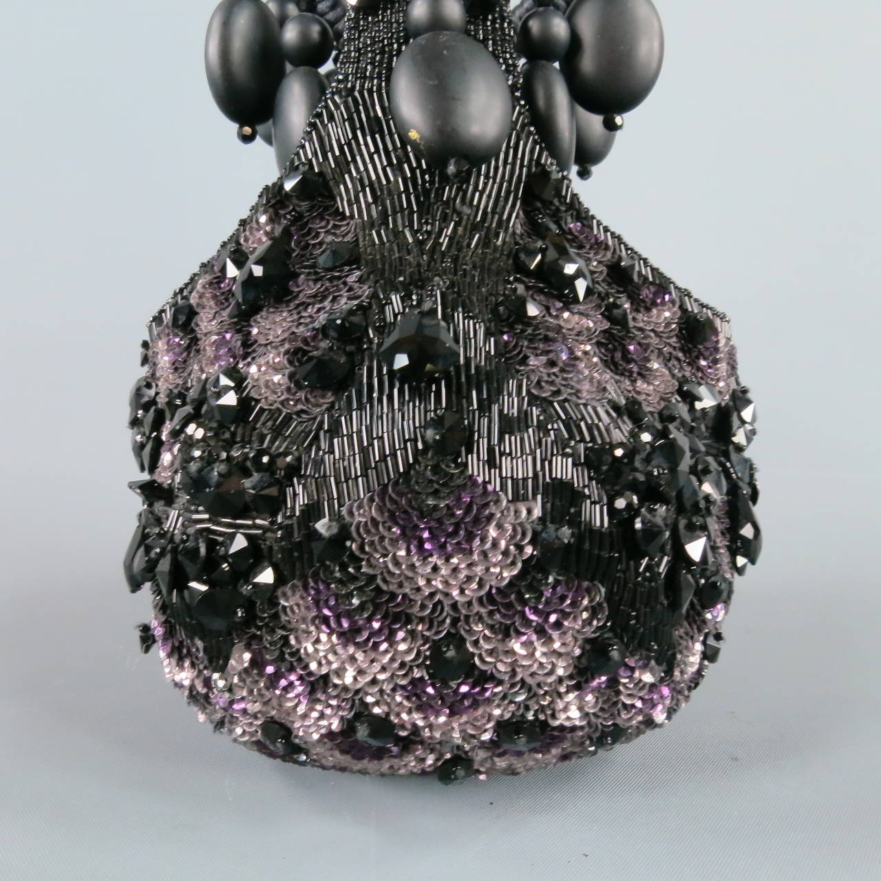 BEAVALDES Sequined/Beaded Satin Evening Bag at 1stDibs