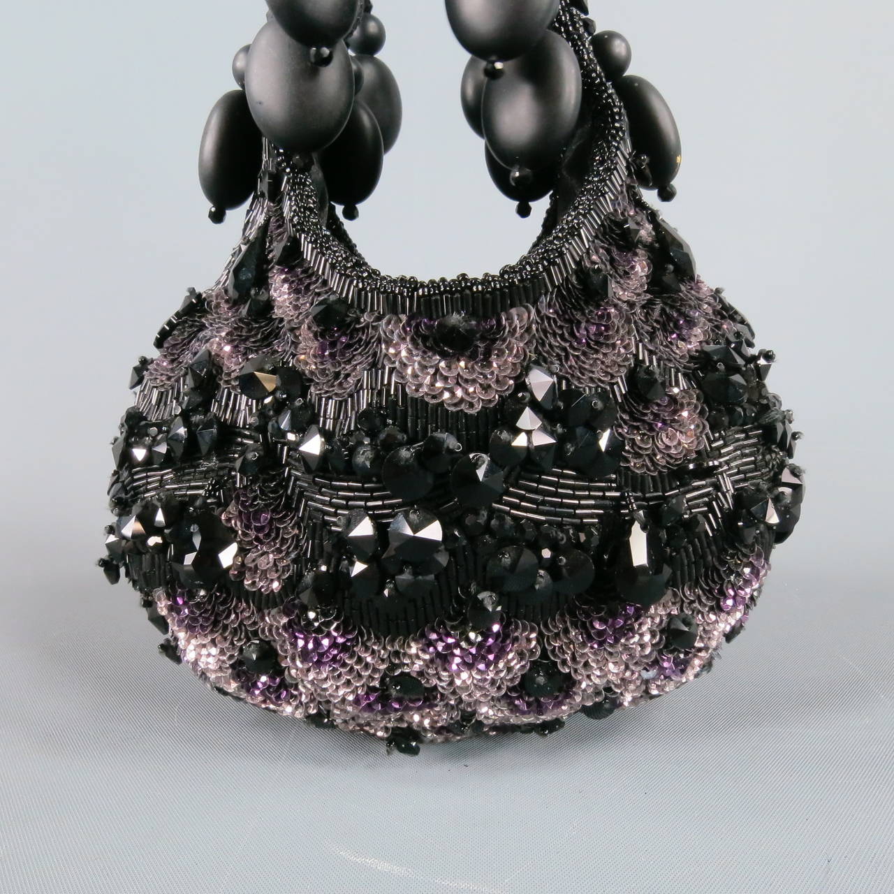 BEAVALDES Sequined/Beaded Satin Evening Bag at 1stDibs