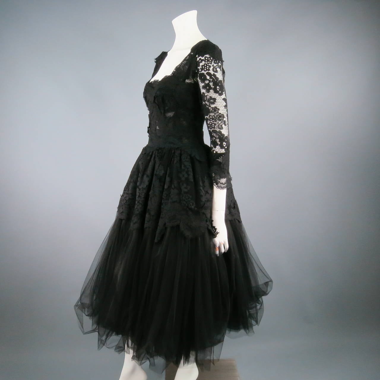 DOLCE and GABBANA Size 6 Black Lace Cocktail Dress at 1stDibs
