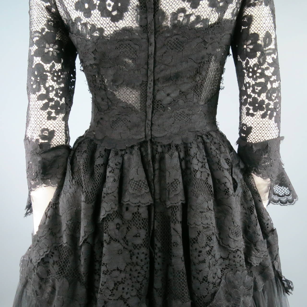DOLCE and GABBANA Size 6 Black Lace Cocktail Dress at 1stDibs
