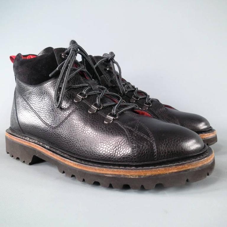 KITON Size 8 Black and Red Leather "Hiker Style" Boots at 1stDibs ...