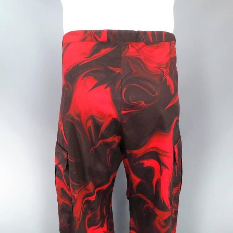 GUCCI by TOM FORD Men's 30 Red and Black Cargo Wide Leg Spring 2001 ...