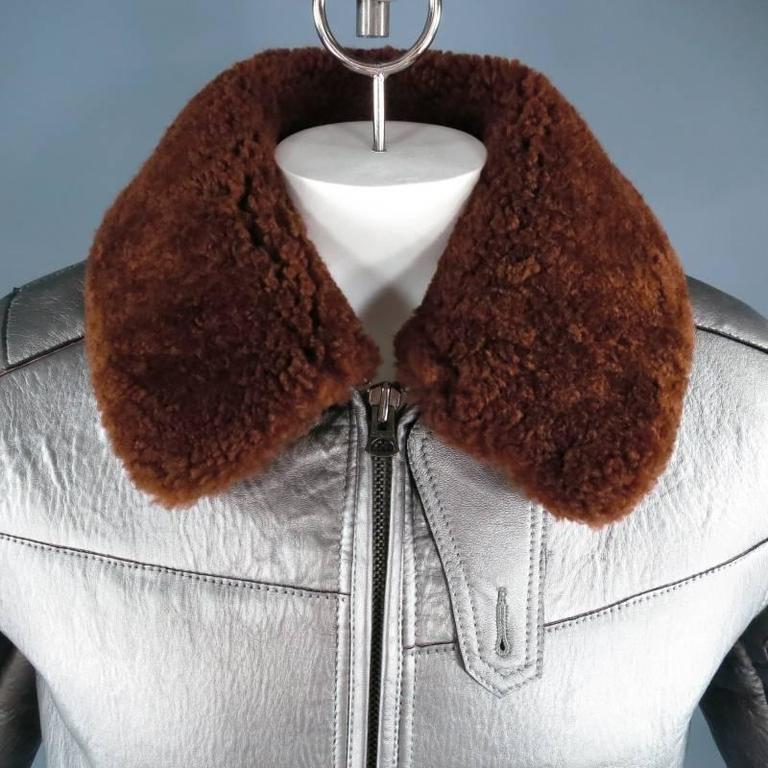 RLX by RALPH LAUREN Mens 42 Metallic Silver Leather Brown Sharling ...