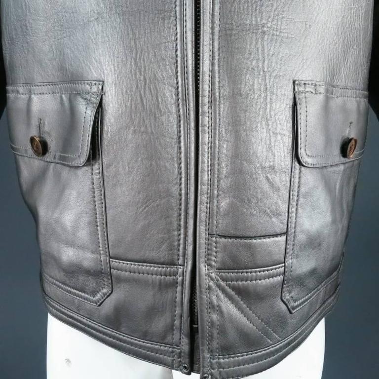 RLX by RALPH LAUREN Mens 42 Metallic Silver Leather Brown Sharling ...