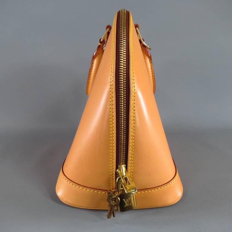 LOUIS VUITTON Natural Vachetta Patina Leather ALMA PM Top Handles Bag ...