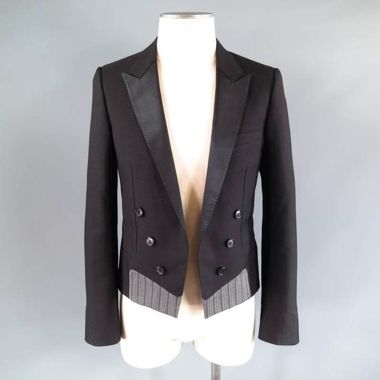 DIOR HOMME by HEDI SLIMANE 38 Short Black Wool Tuxedo 6 Button Coat Tail Jacket at 1stDibs ...