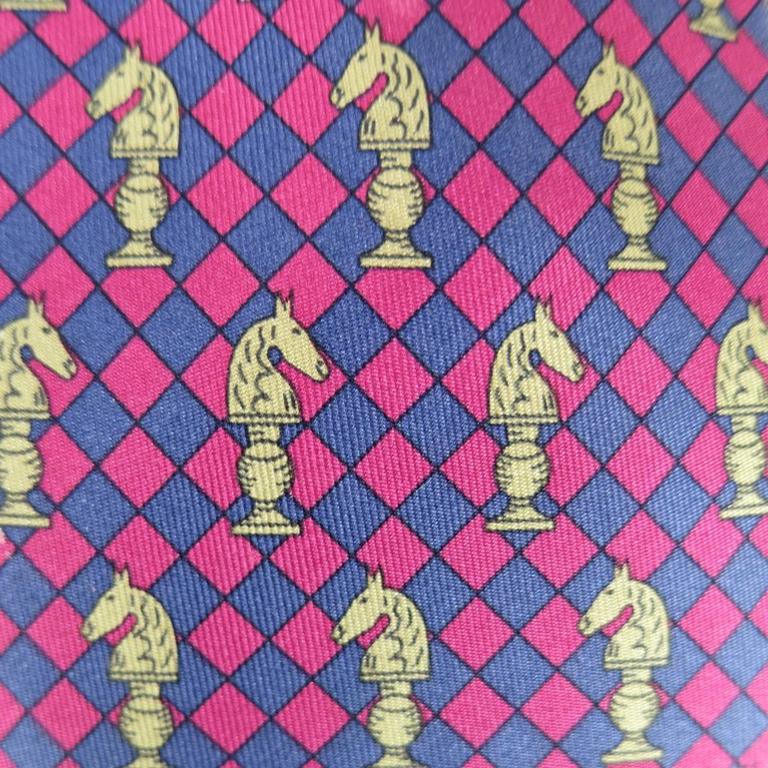 HERMES Chevron Horseshoe and Checkered Knight Silk Tie Set at 1stDibs ...