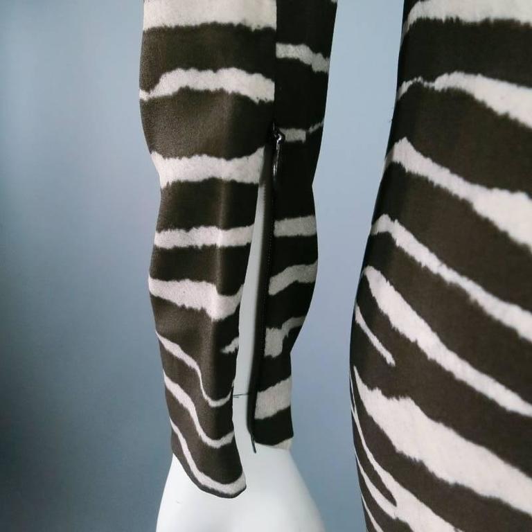 MICHAEL KORS Size 4 Ivory Rayon Blend Zebra Print Maxi Dress at 1stDibs