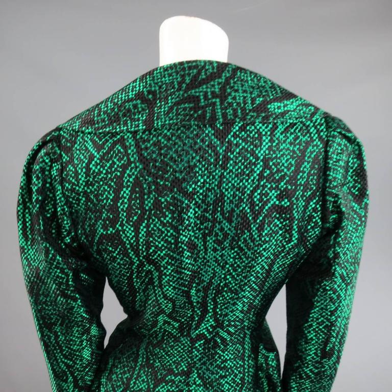 Vintage YVES SAINT LAURENT Size 6 Green Textured Python Print Gold ...