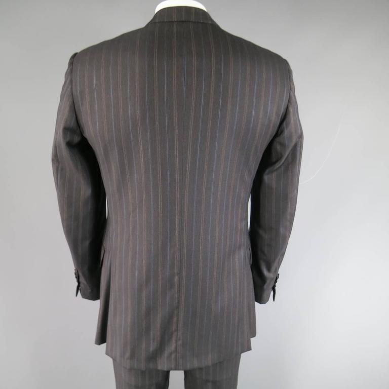 Pal Zileri Charcoal Striped Wool 3 Button Notch Lapel Suit, 40 Regular ...