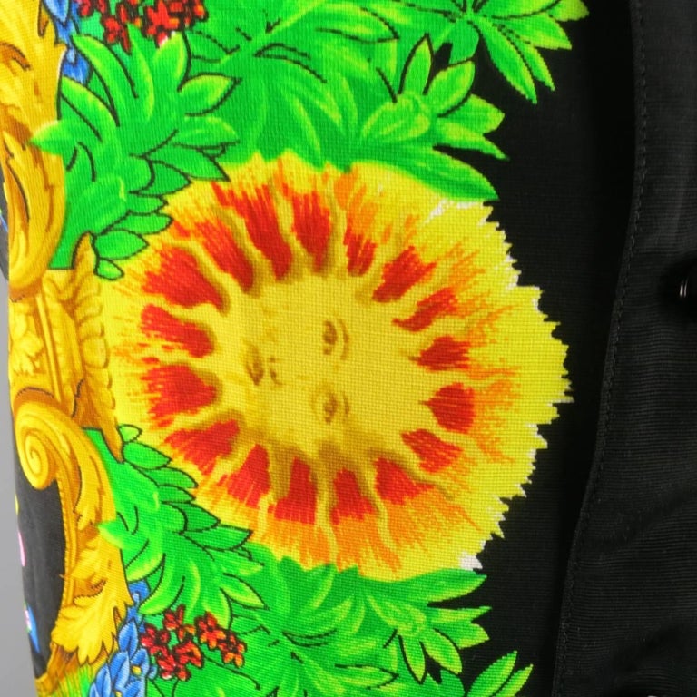 Vintage GIANNI VERSACE 38 Black MIAMI FLORIDA USA Tropical Sun Print ...