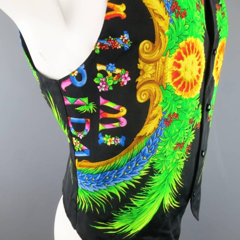 Vintage GIANNI VERSACE 38 Black MIAMI FLORIDA USA Tropical Sun Print ...