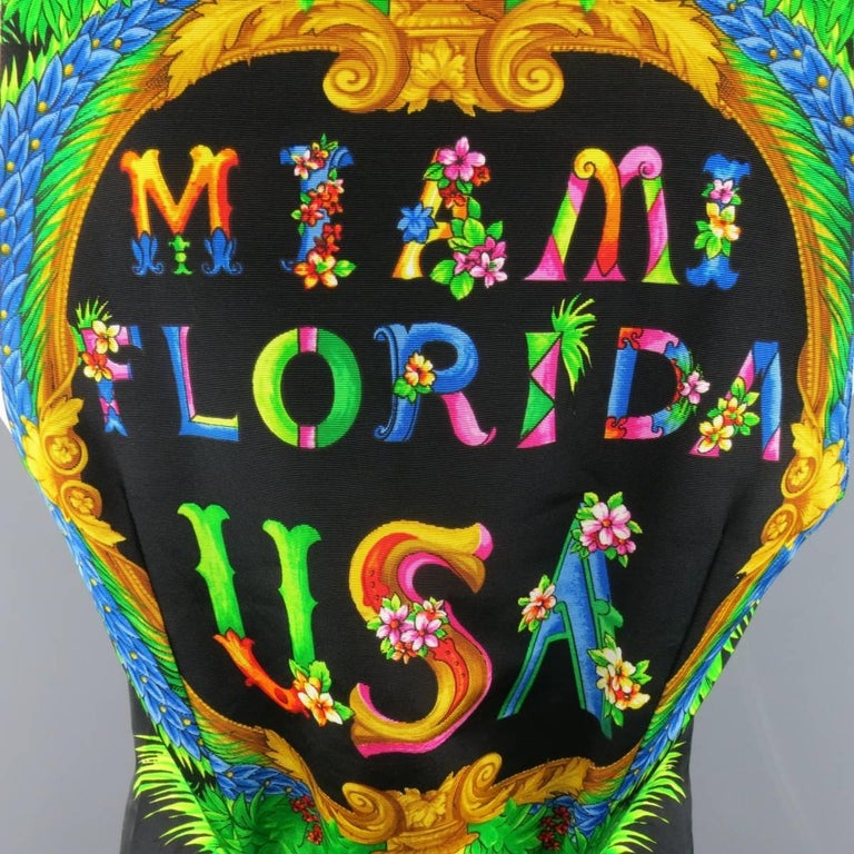 Vintage GIANNI VERSACE 38 Black MIAMI FLORIDA USA Tropical Sun Print ...
