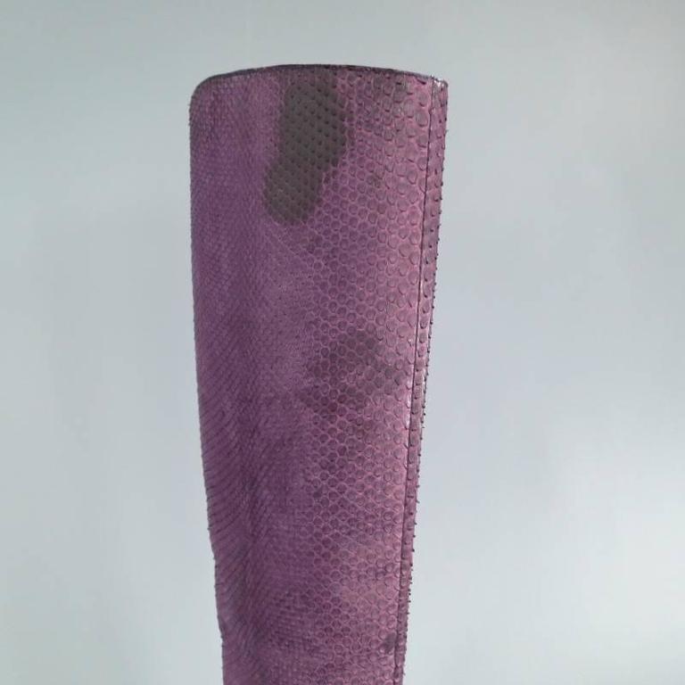 CHRISTIAN DIOR Size 6.5 Purple Python Knee High Harness Boots at 1stDibs