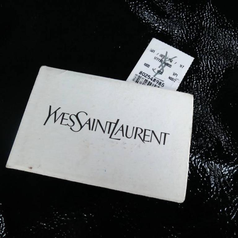 YVES SAINT LAURENT Black Patent Leather -TRIBUTE- Side Zip Luggage Tag ...