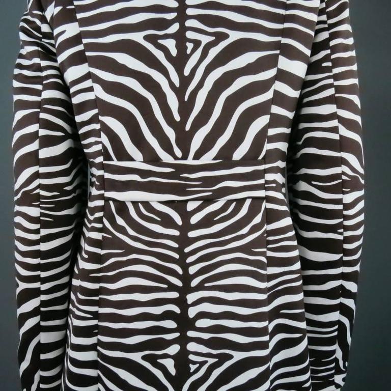 Michael Kors Brown and White Zebra Print Double Breasted Trench coat at ...