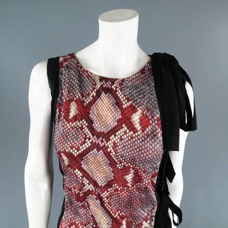 PRADA Size 2 Red Wrinkled Cotton / Silk Tied Cocktail Dress Spring 2009 ...