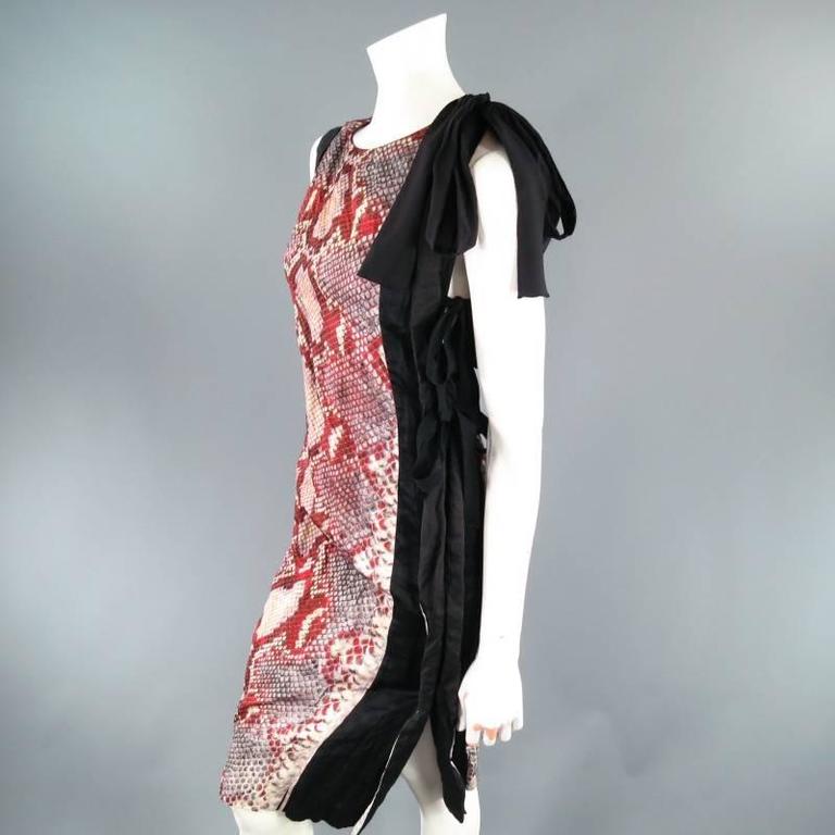 PRADA Size 2 Red Wrinkled Cotton / Silk Tied Cocktail Dress Spring 2009 ...