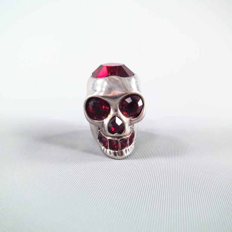 ALEXANDER MCQUEEN Ruby Red Heart Crystal Skull Ring at 1stDibs ...